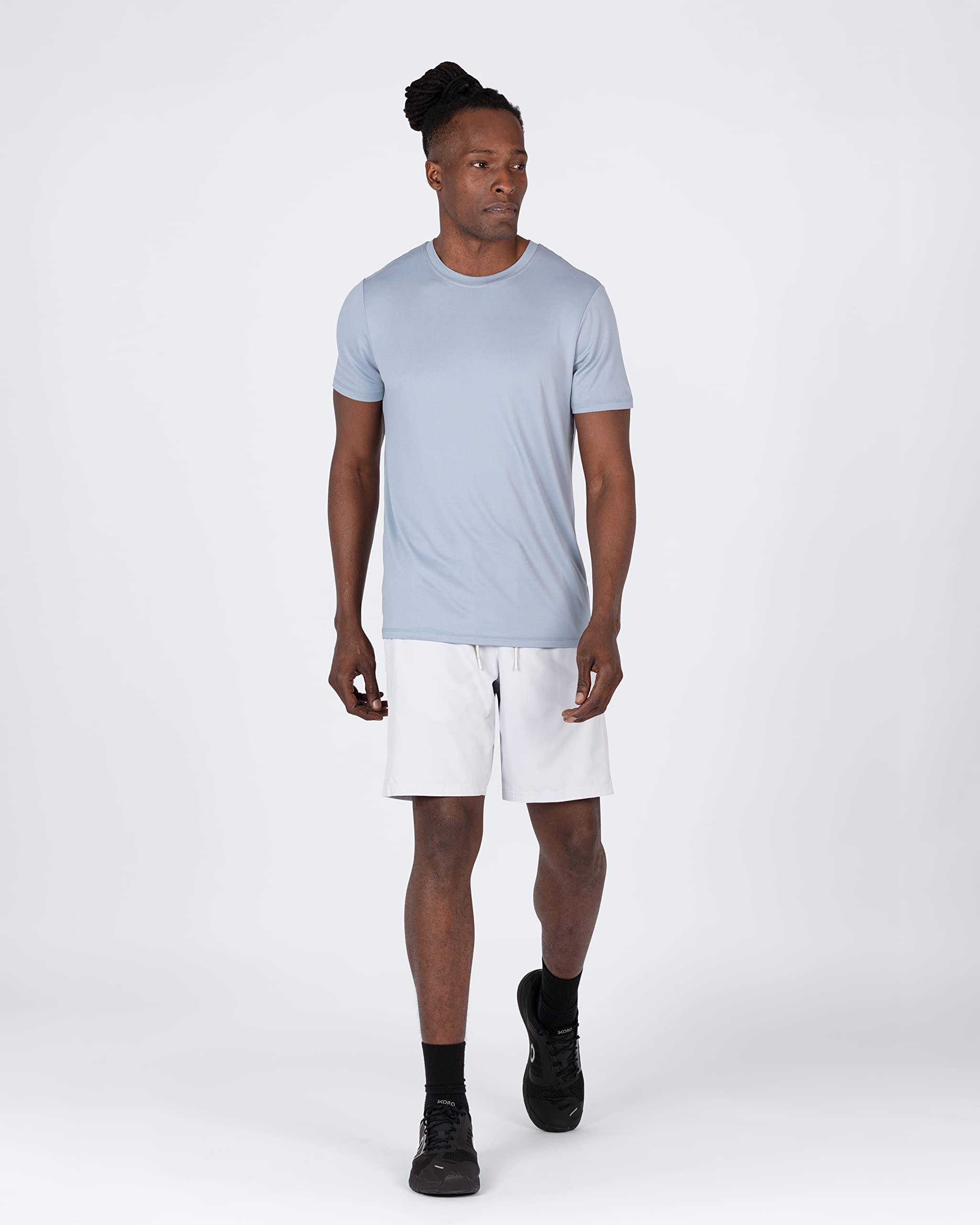 Layer 8 Men’s Shorts Two Pack All Purpose 7 and 9 Inch Woven Stretch Athletic Training Shorts with Pockets and Zip Pocket (Medium Black/Navy 7 Inch 2 Pack)