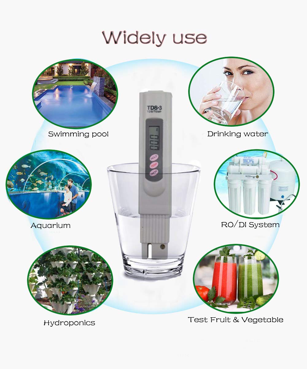 WoEluone Water TDS Meter Water Quality Tester, LCD Display Accuracy Testing Water Meter for Drinking Water, Aquariums,RO System and More