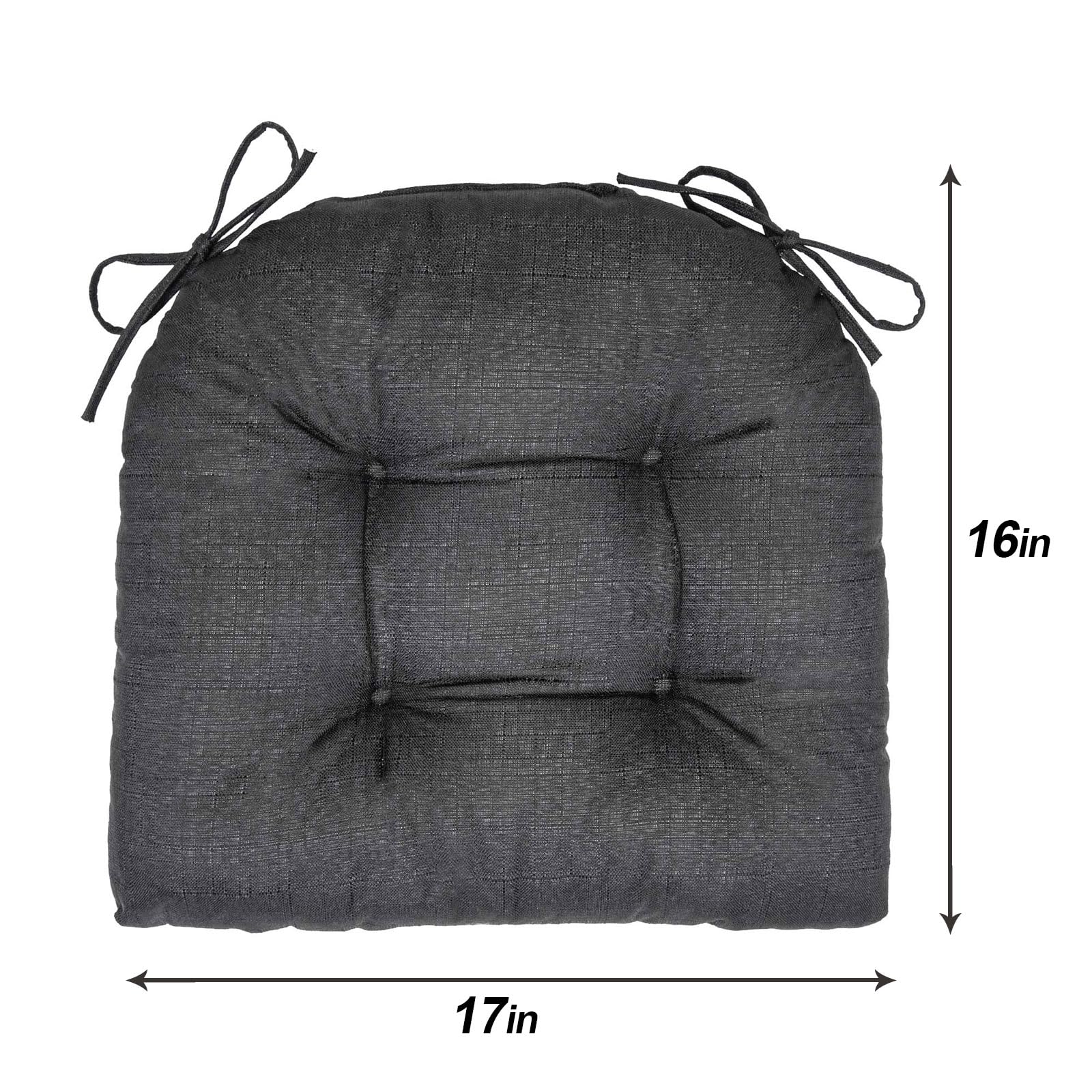Kyaringtso Chair Cushions for Dining Chairs, 4 Pack Soft and Comfortable Chair Cushions Pads with Ties, Seat Cushions for Kitchen Chairs,Dining Room (4 Pack 17x16, Black)