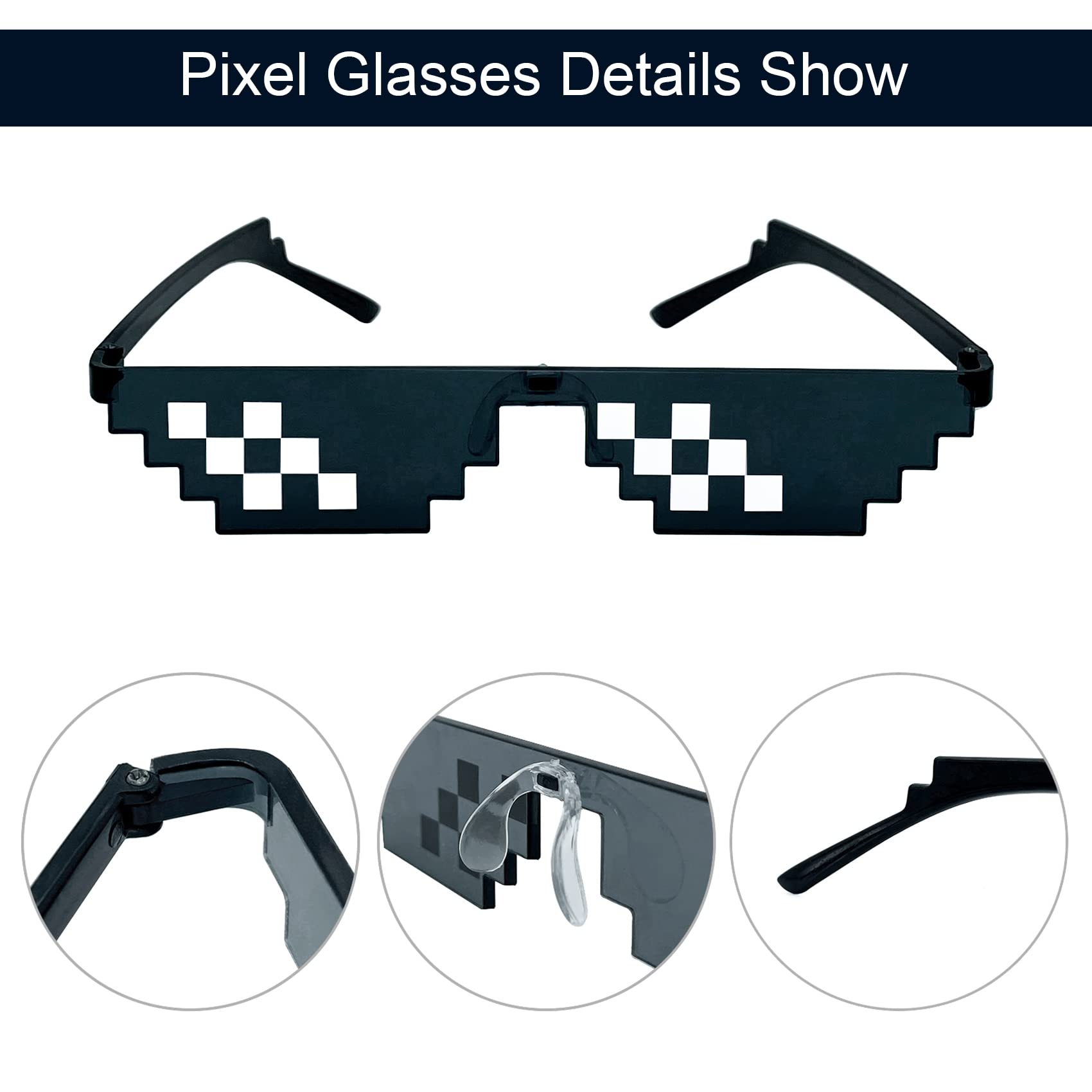 Lorigun Thug Life Sunglasses Pixelated Mosaic Glasses Party Glasses MLG Shades (12 Pixels)