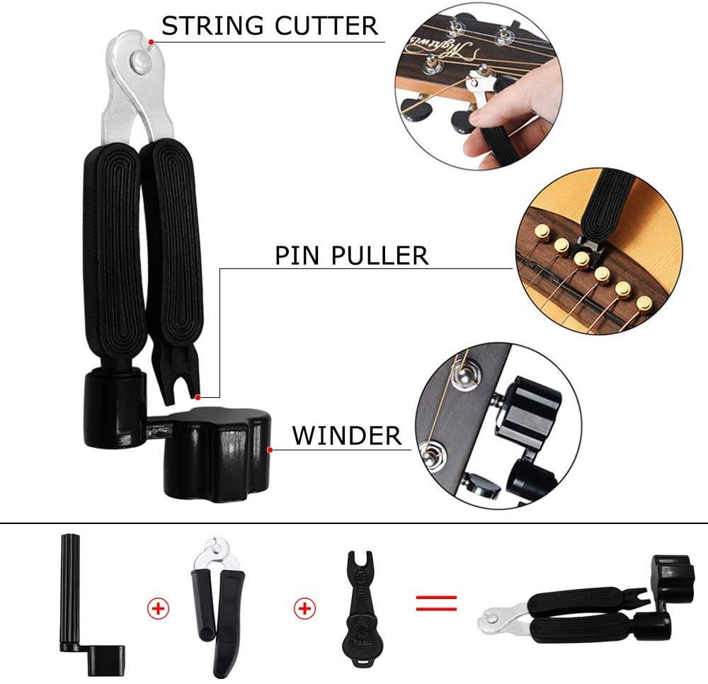MIHOOE Guitar Accessories Kit with Guitar Tuner,Guitar Capo,3-in-1 Rering Tool,Pick Holder,Guitar Picks,Finger Protectors,Thumb Finger Picks, Guiter Bridge Pins,Guitar Nuts,Guitar Saddles