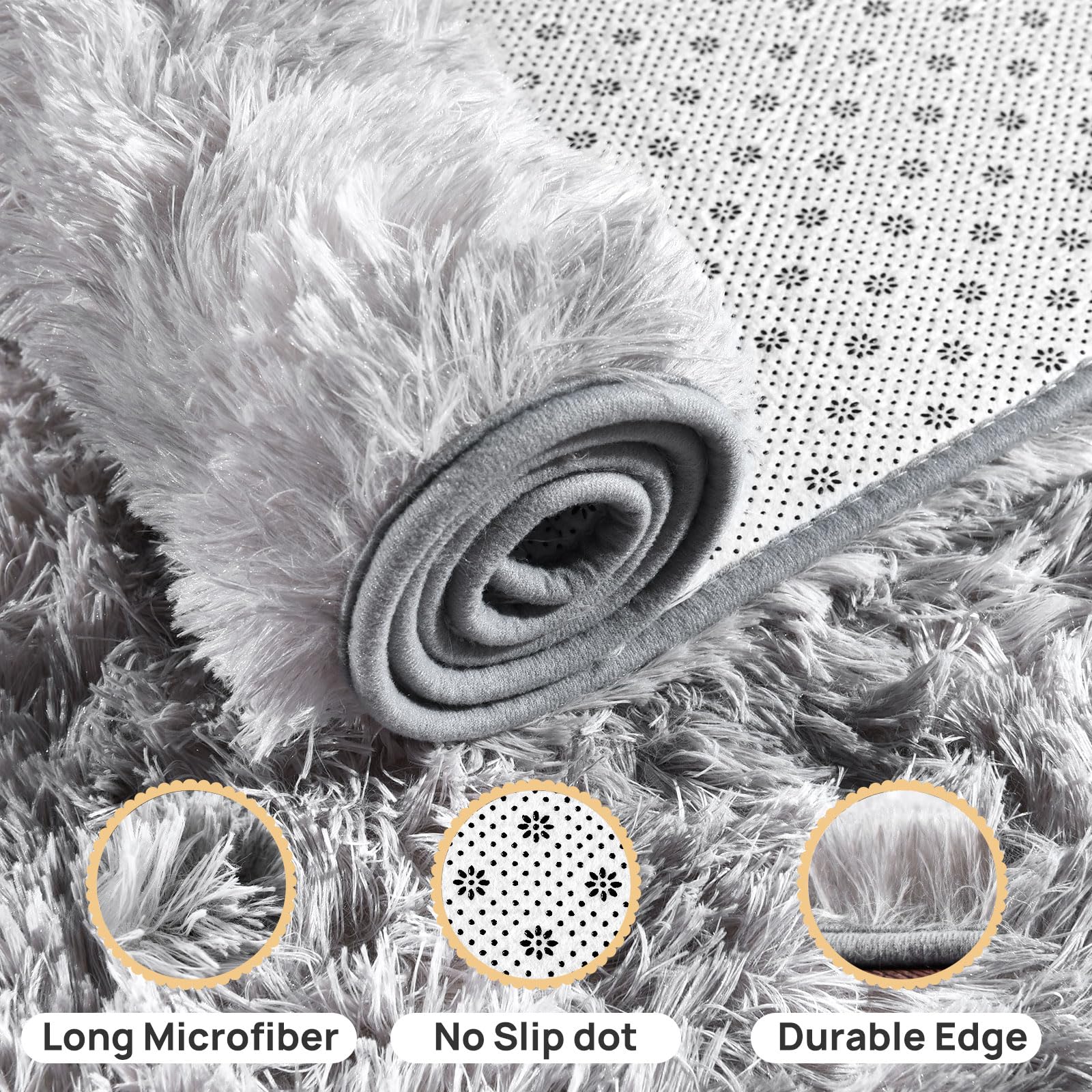 Ultra Soft Fluffy Rugs for Bedroom, Anti-Skid Indoor Carpet Nursery Rugs for Kids Room Home Decor, Rectangular Fuzzy Rug Tie-Dyed Light Grey 2x3 Feet