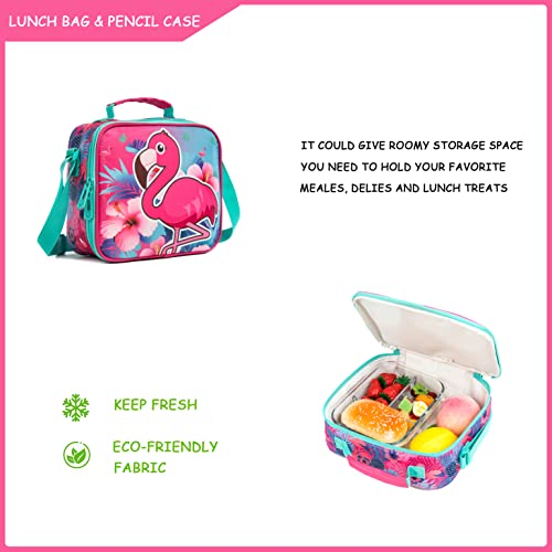 Oruiji Girls Rolling Backpack for School Backpack with Wheels for Girls Wheeled Backpack with Lunch Bag Kids Travel Suitcase