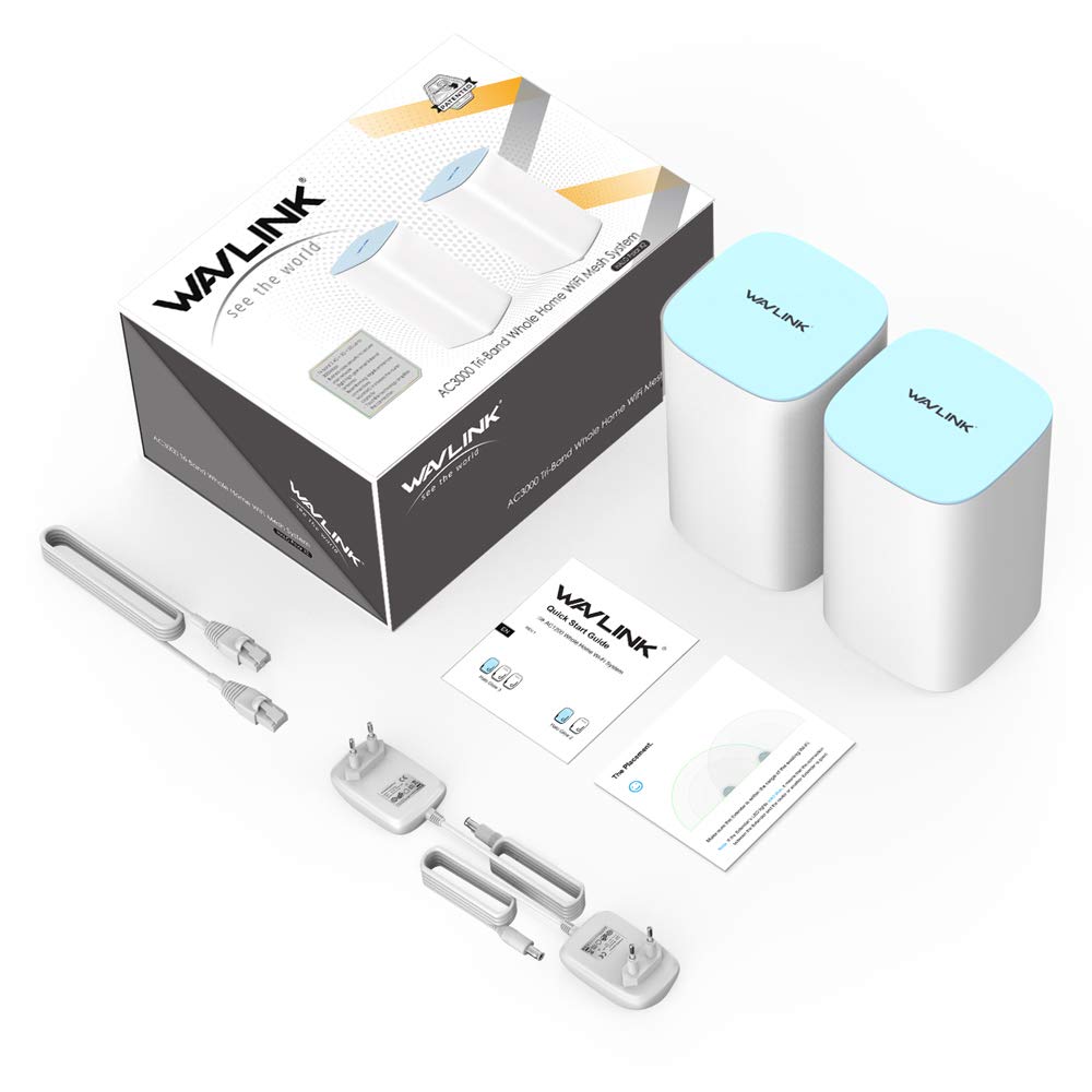 WAVLINK Mesh WiFi System Tri-Band WiFi Router Covers Up to 5,000 sq.ft, Speed up to 3Gbps, Wavlink Mesh with 6 Ethernet Ports