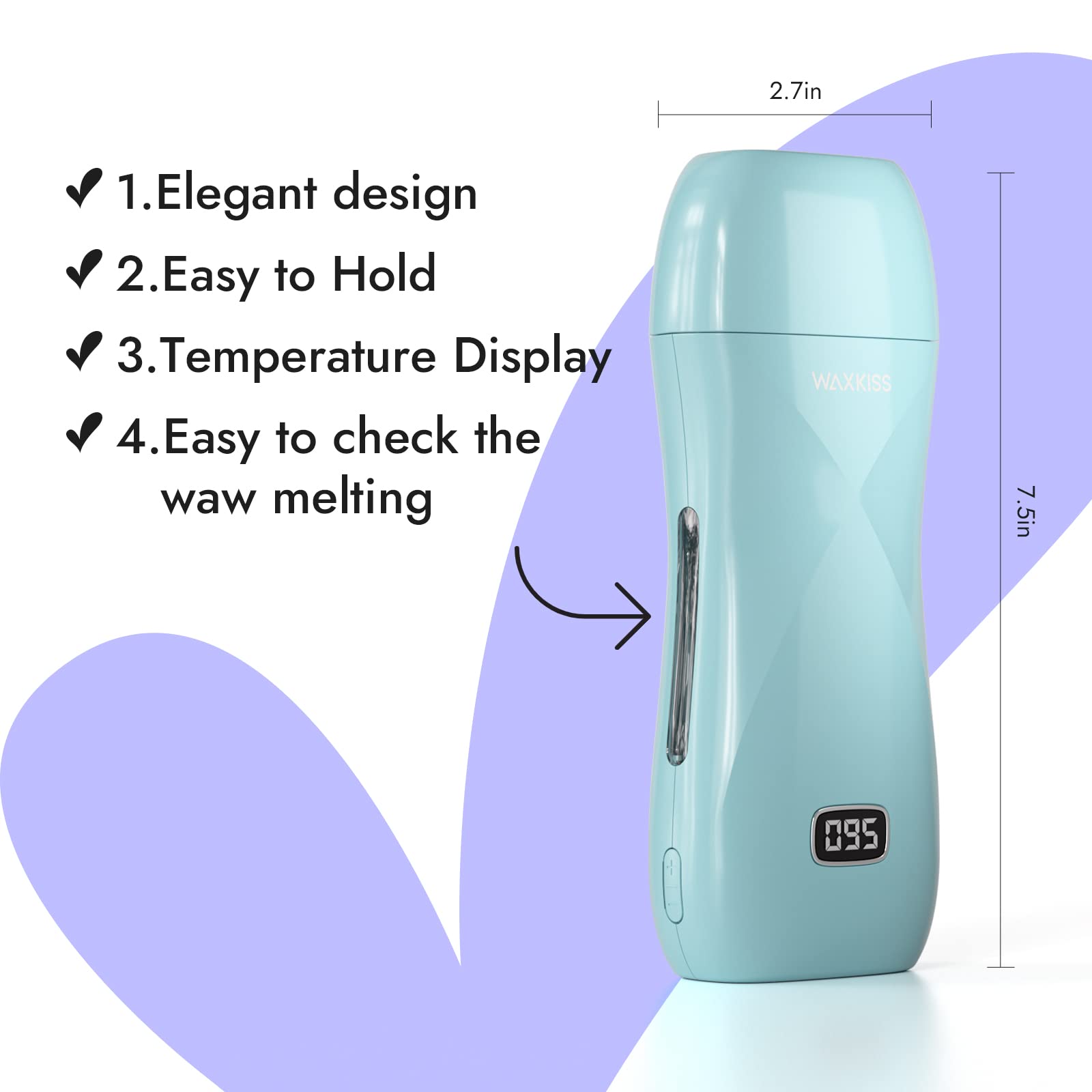 Waxkiss Roll On Wax Warmer for Hair Removal (Blue)