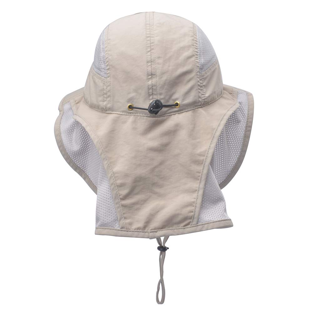 lenikis Unisex Outdoor Activities UV Protecting Sun Hats with Neck Flap Khaki