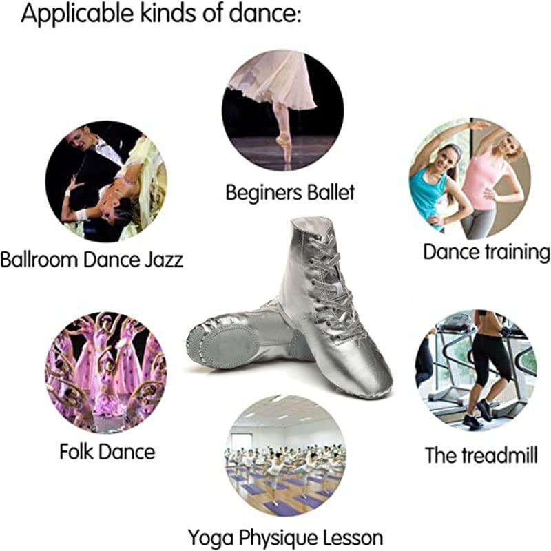 MSMAX Women Jazz Dance Shoes Dancing Ankle Boots for Men Silver 11 M US Women