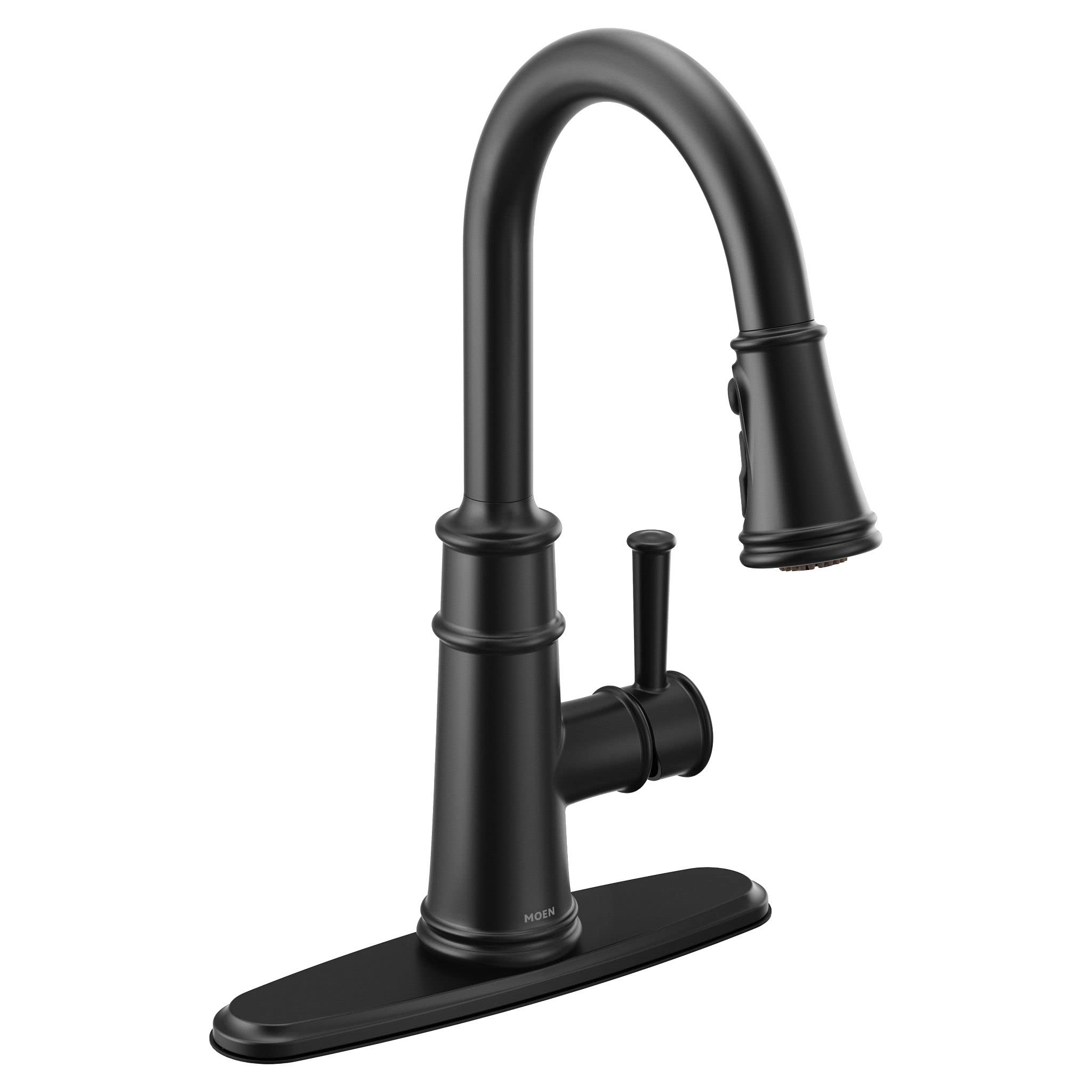Moen 7260BL Belfield One-Handle Pulldown Kitchen Faucet Featuring Power Boost and Reflex, Matte Black
