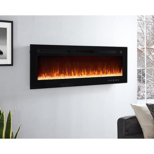 Naomi Home Electric Fire Place Heater for The Wall Mount, Living Room Black 50 inches/12 Flame Colors