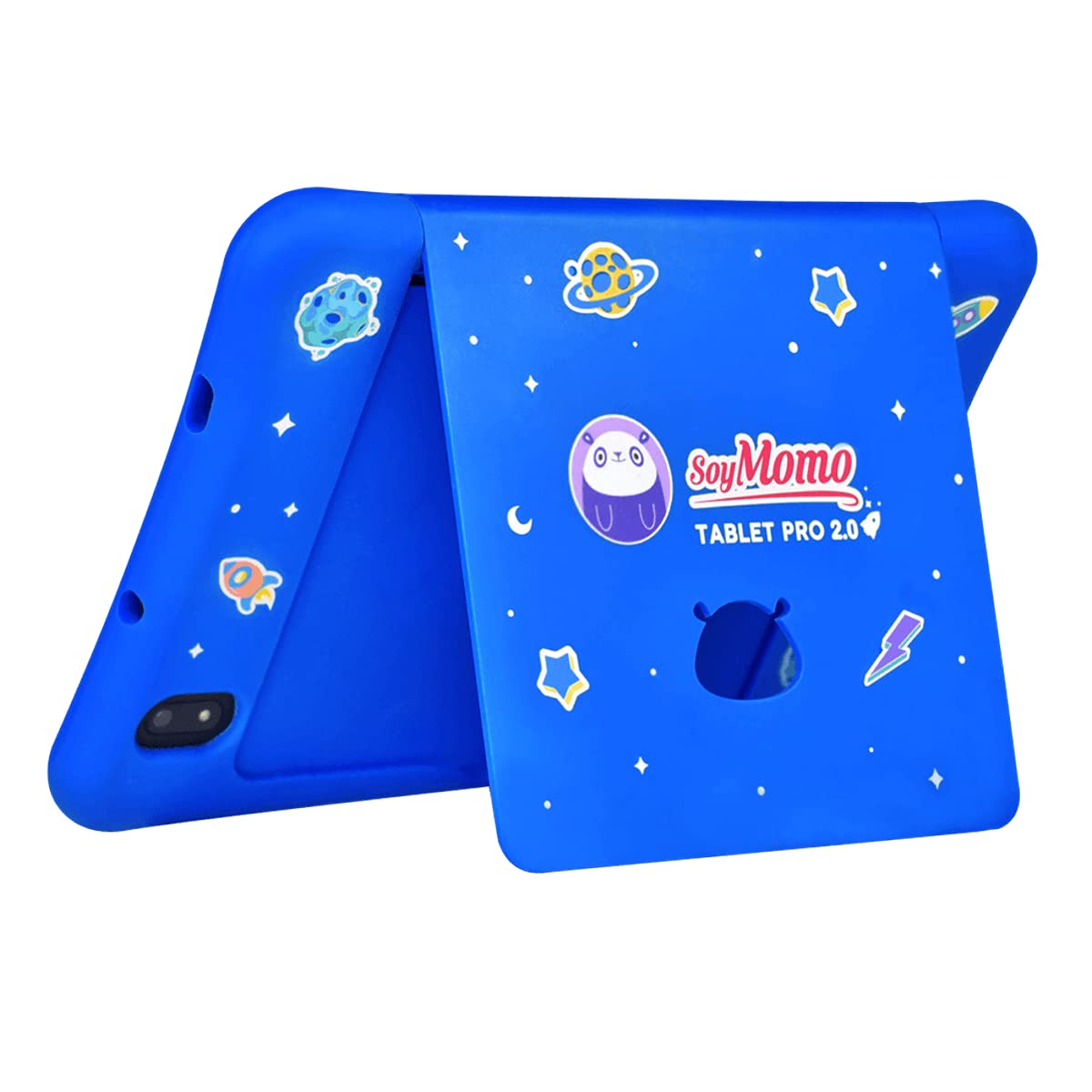 SoyMomo Anti-cyberbullying Tablet for Kids with Remote Parental Control App, WiFi, Bluetooth, 8” Screen, 64GB Memory, 4GB RAM, Camera, 5000 mHa, Extra Durable Silicone Case (Blue)