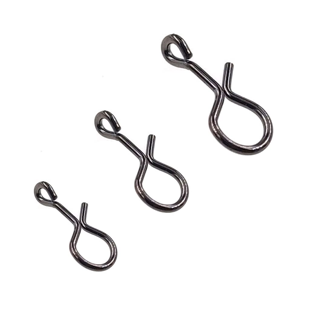 No-Knot Fast Snaps Fly Fishing Snap No Knot Snaps Quick Change Connect snap for Flies Hook & Lures Black Color Pack of 100 (L)