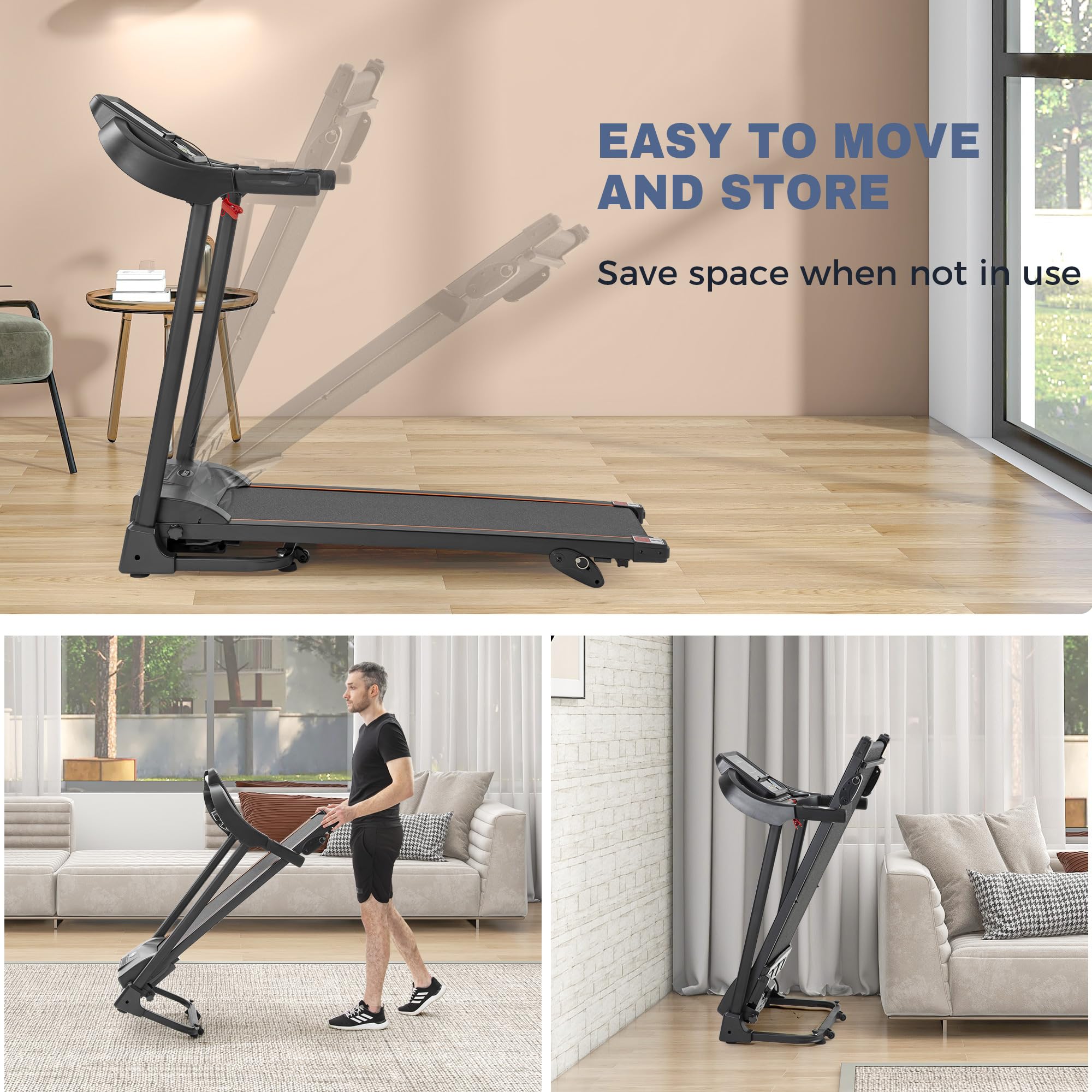 Merax Folding Electric Treadmill with Incline 2.5HP Energy Saving 12 Preset Programs Running Walking Jogging Machine for Home Office Indoor Cardio Exercise