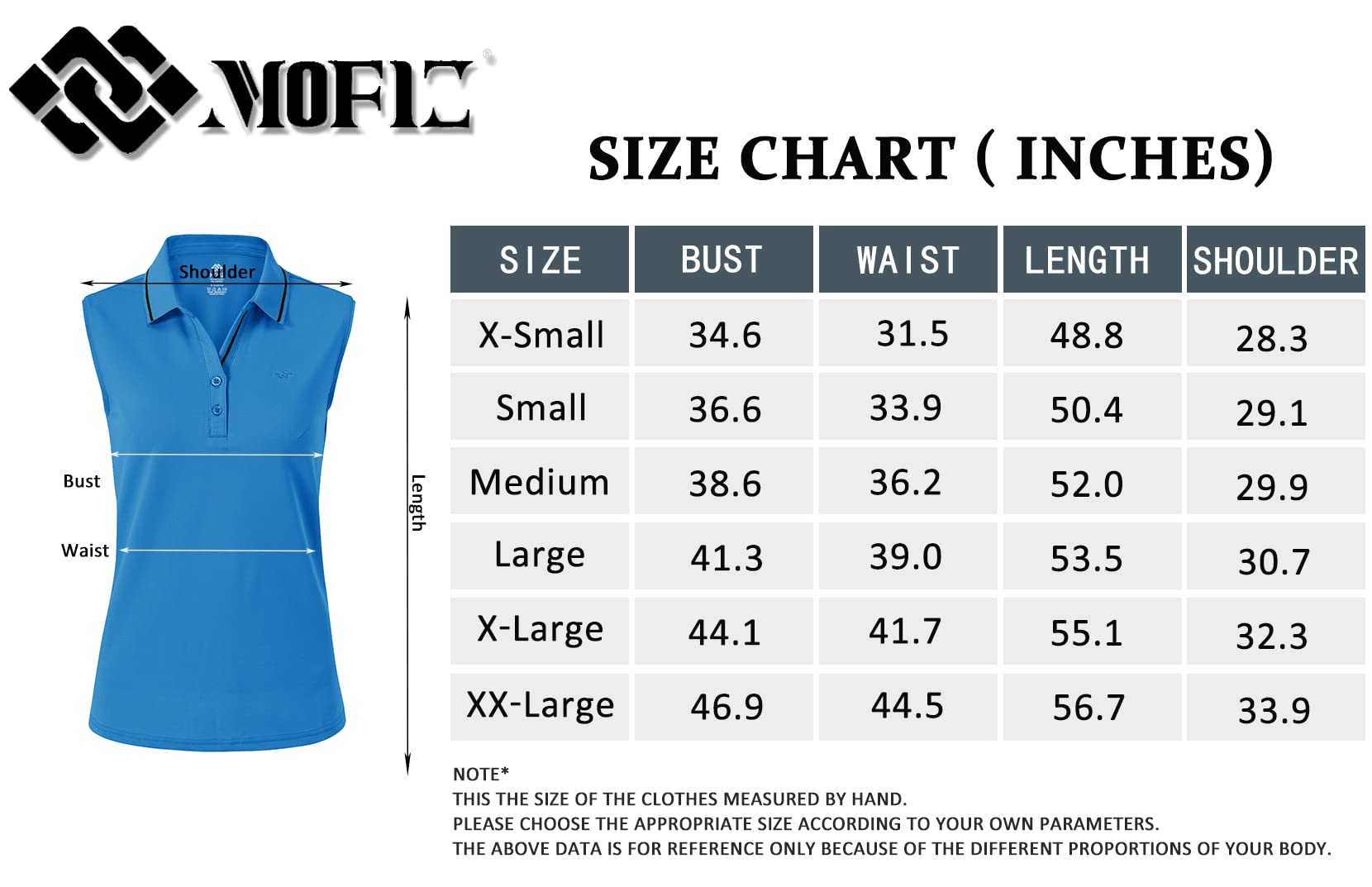 MoFiz Womens Sleeveless Golf Polo Shirt Quick Dry Athletic Tank Lake Blue S