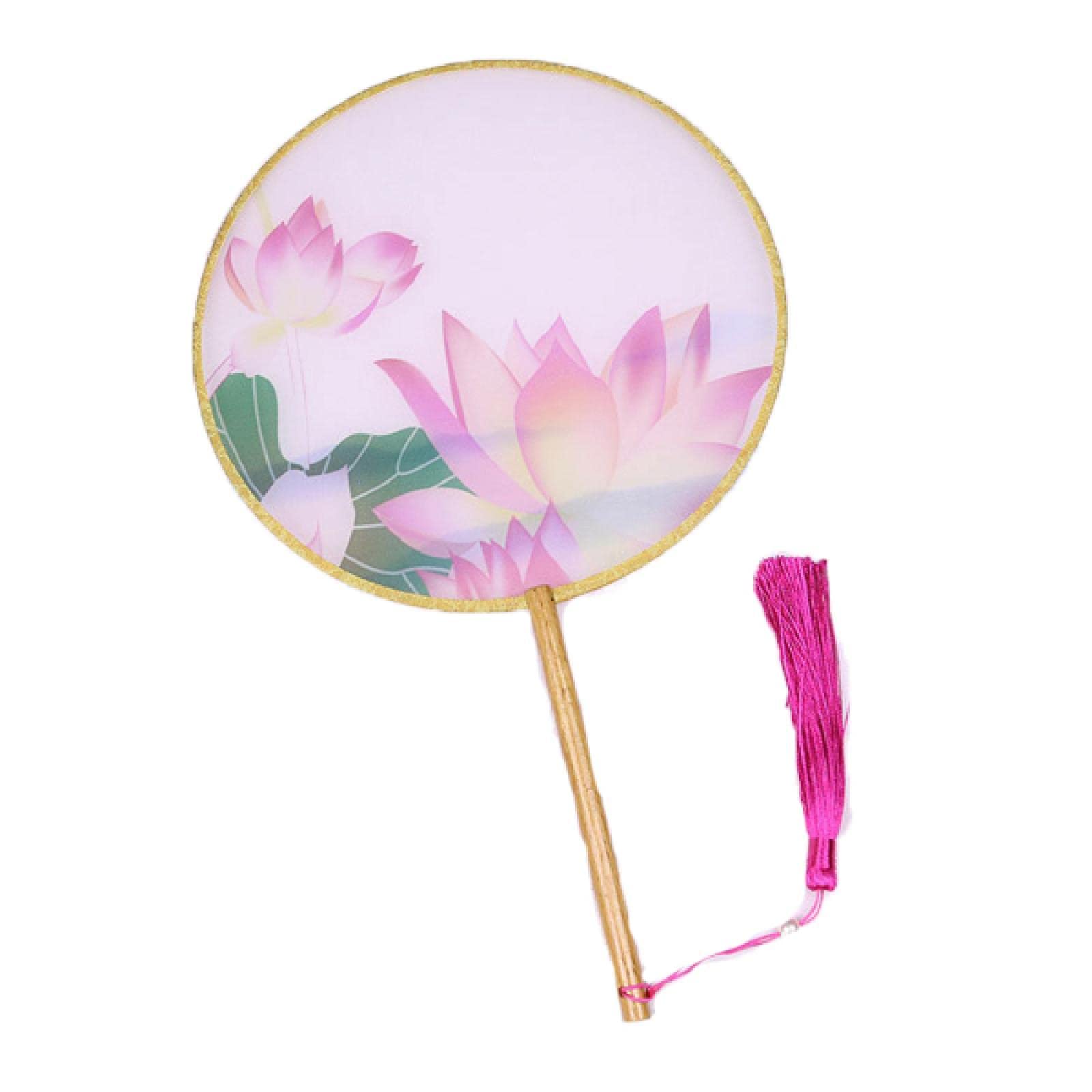 Portable Fan Women Dancing Embroidery Flower Handheld Fan Vintage Translucent Chinese Style Round Silk Fans Style2