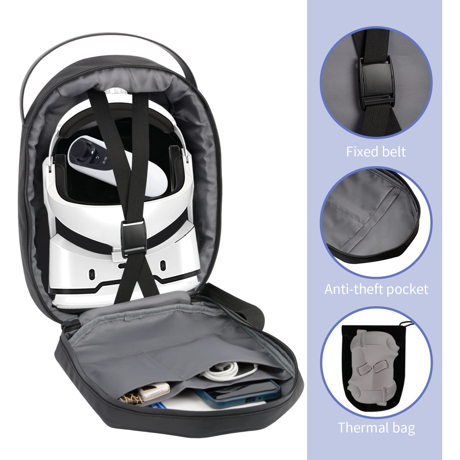 ProCattle Hard Shell Carrying Case Compatible with Oculus Quest VR Gaming Headset and Touch Controllers Accessories,Crossbody Shoulder Chest Backpack Suitable for Travel and Home Storage- Black
