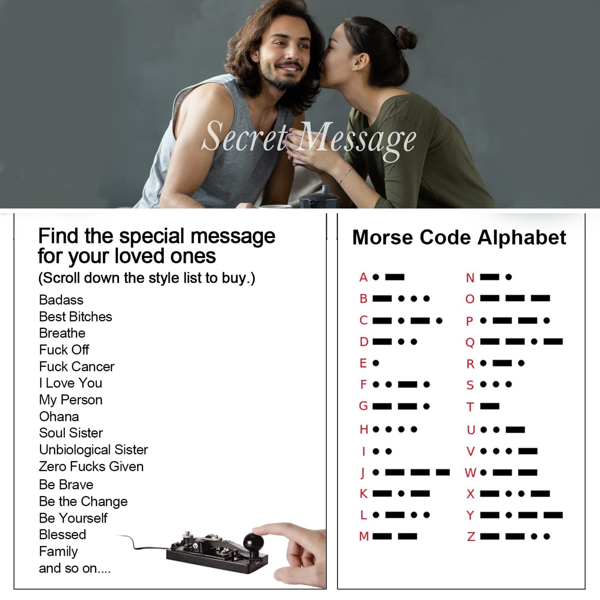 Ldurian Morse Code Bracelet for Women- Fuck Off Inspirational Morse Code Bracelets Ajustable string Bracelet Secret Message Friendship Gifts