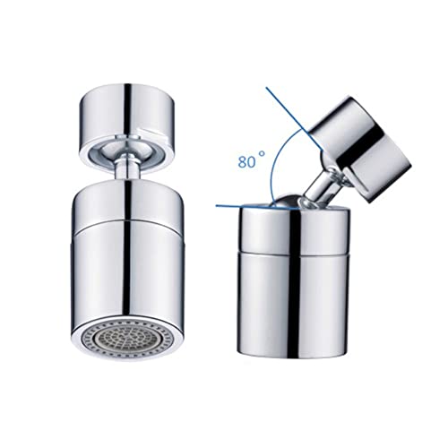 Sink Faucet Aerator, 1.8 GPM Extra Big Angle Rotate Kitchen Sink Aerator Sprayer Head 360 Degree Swivel Kitchen Sink Sprayer Attachment-55/64 Inch-27UNS Female Thread-Chrome (Metal Embossing, Silver)…