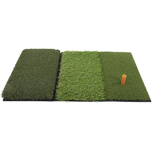 Portable Golf Batting Mat 3‑Turf Lawn Hitting Pad Training Equipment Practice Supplies Foldable Grass Mat for Driving and Putting Golf Training