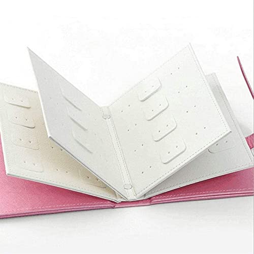 ZZYINH AN207 Portable Leather Earrings Studs Display Rack Book Style Earring Jewelry Display Stand Holder Storage Box Small Jewelry (Color : Pink)