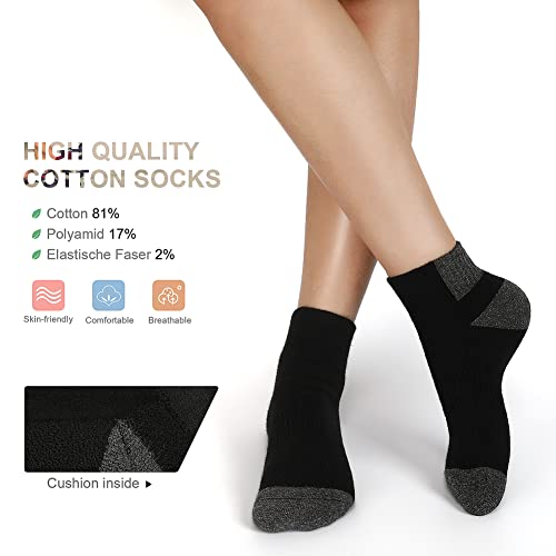 Nonwe Low Cut Socks Womens Breathable Short Golf Socks with Cushion Black&Gray S 6 Pairs