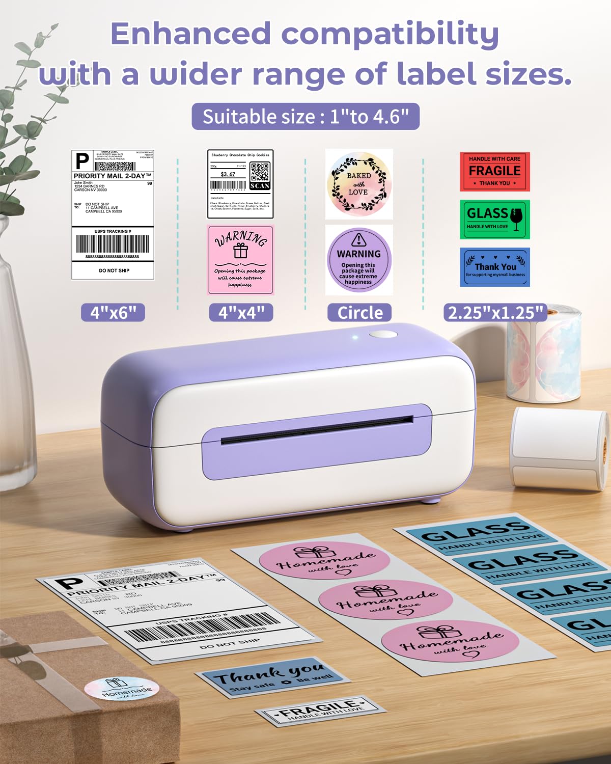 LabelCreate Thermal Shipping Label Printer, 4x6 Thermal Label Printer, Label Printer for Small Business, Direct Thermal Printer Compatible with Amazon Shopify Etsy Ebay FedEx USPS(Only USB)