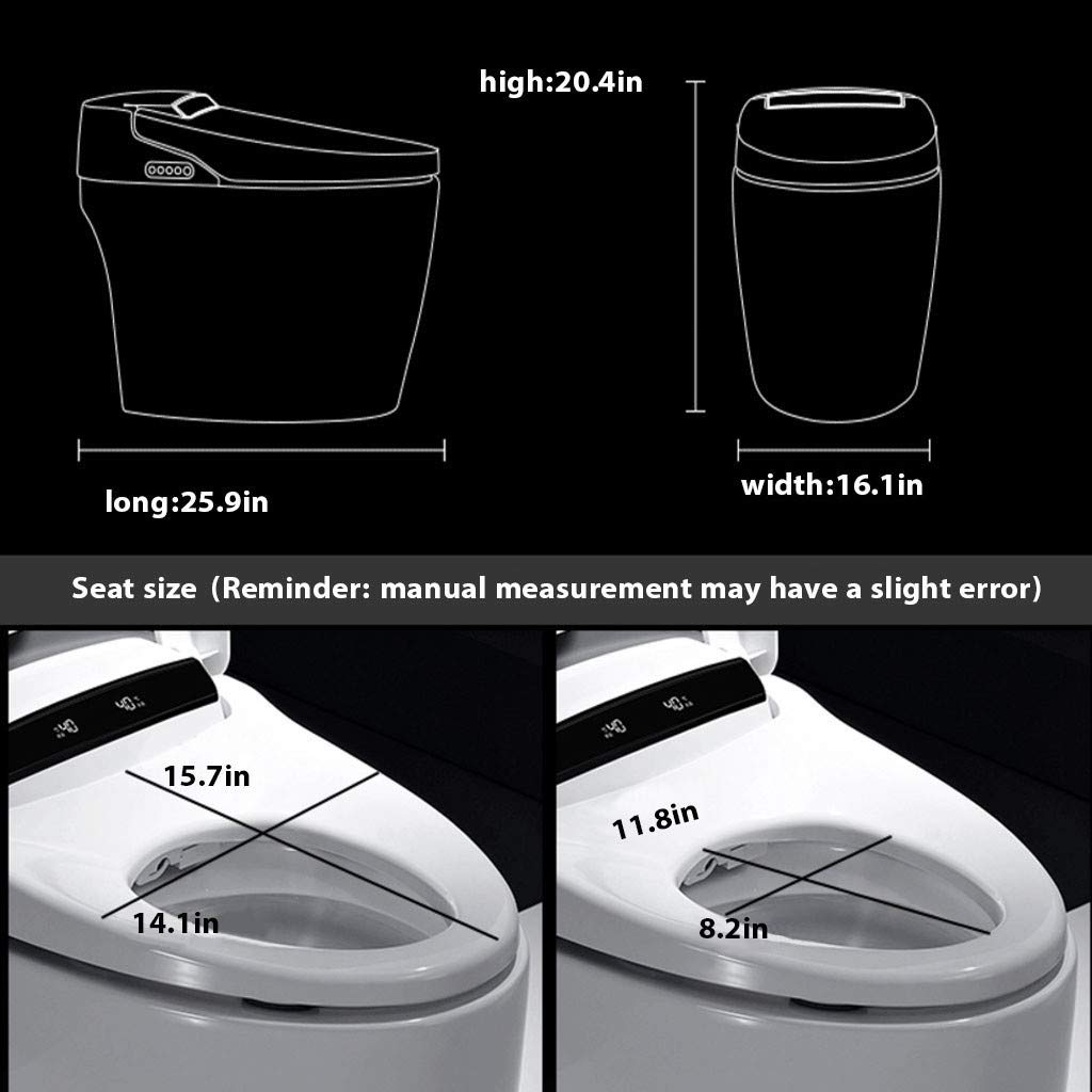 Smart Advance Luxury Bidet Toilet,Elongated One Piece Adjustable Functions Bidet Seats with Soft Closing Seat Functions and Air Dryer,Hip Cleaning Nozzle Cleaning, White