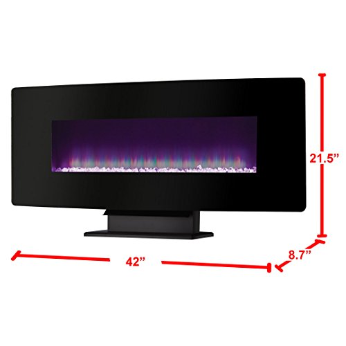 Muskoka 48" Curved Front Wall Mount Black Glass Electric Fireplace
