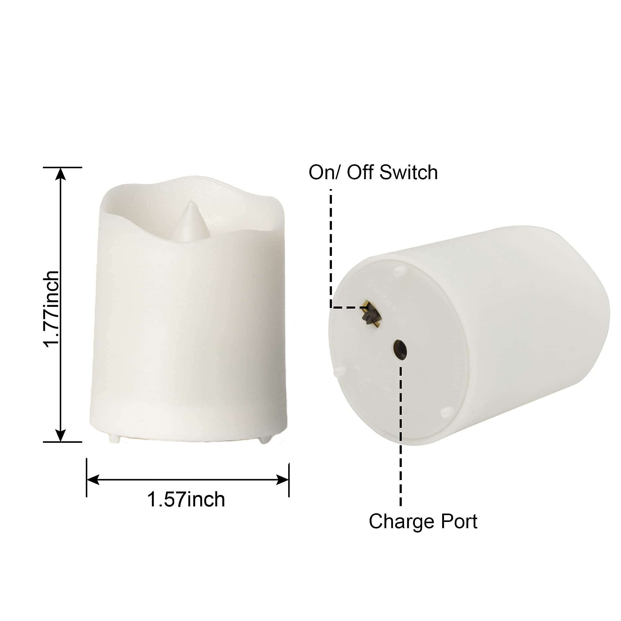 Rechargeable Flameless Votive Candles with Timer & Remote, 12pcs Flickering LED Tea Lights Candles with 2 USB Charging Cables, Warm White Light Electric Fake Candle for Home, Christmas Festival Decor