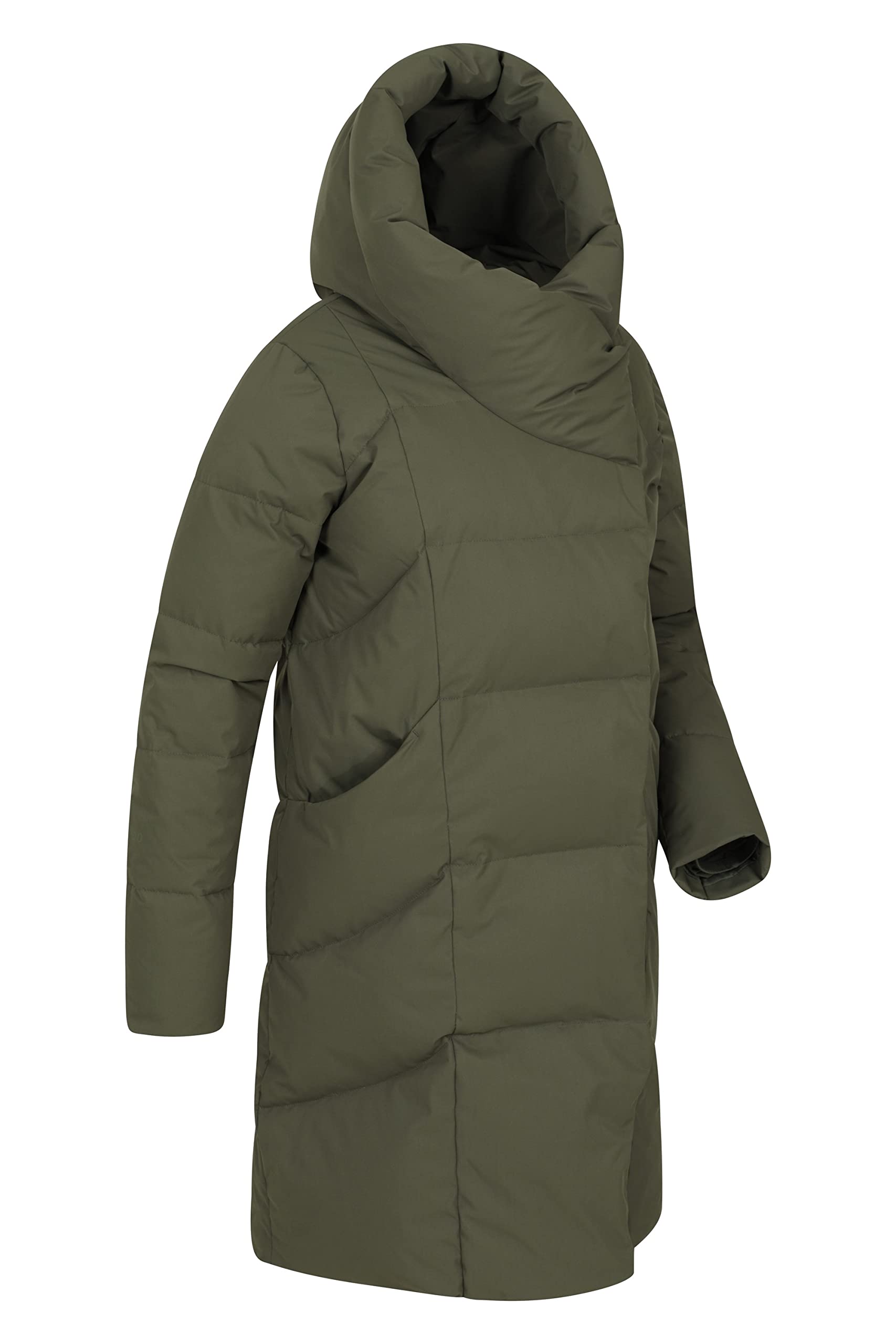 Mountain Warehouse Cosy Wrap Womens Down Padded Jacket - Water Resistant Ladies Winter Coat, Down Fill Power 600, Warm Puffer Jacket -for Winter Travelling & Daily Use Khaki 12