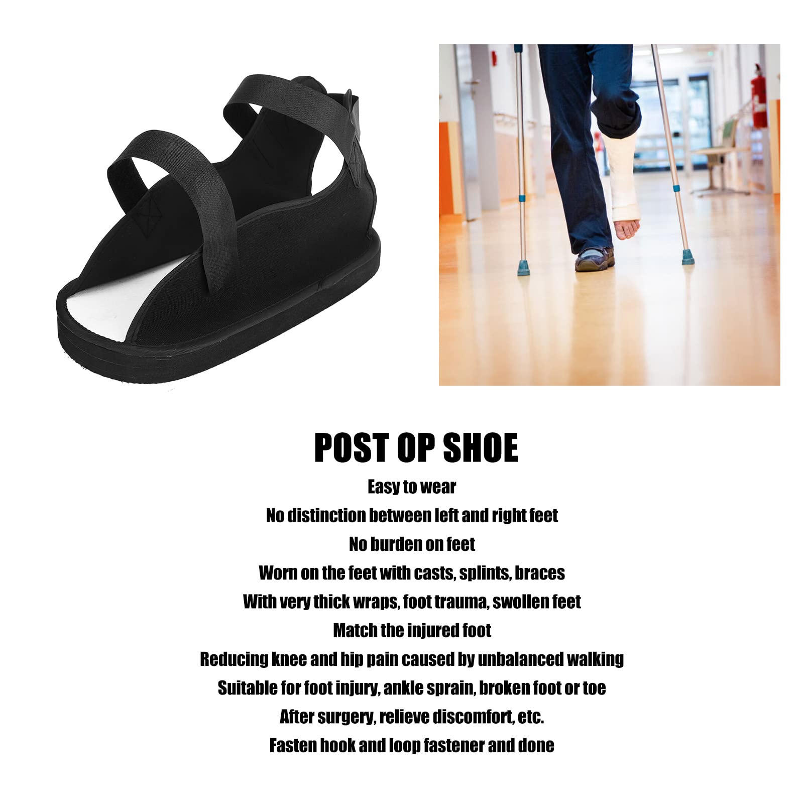 Post Op Walking Shoe Lightweight Foot Protection Open Toe Shoes Fracture Plaster Protective Leg Foot Supports Fixed Gypsum Boot for Foot Injuries Stable Ankle Joints (S)