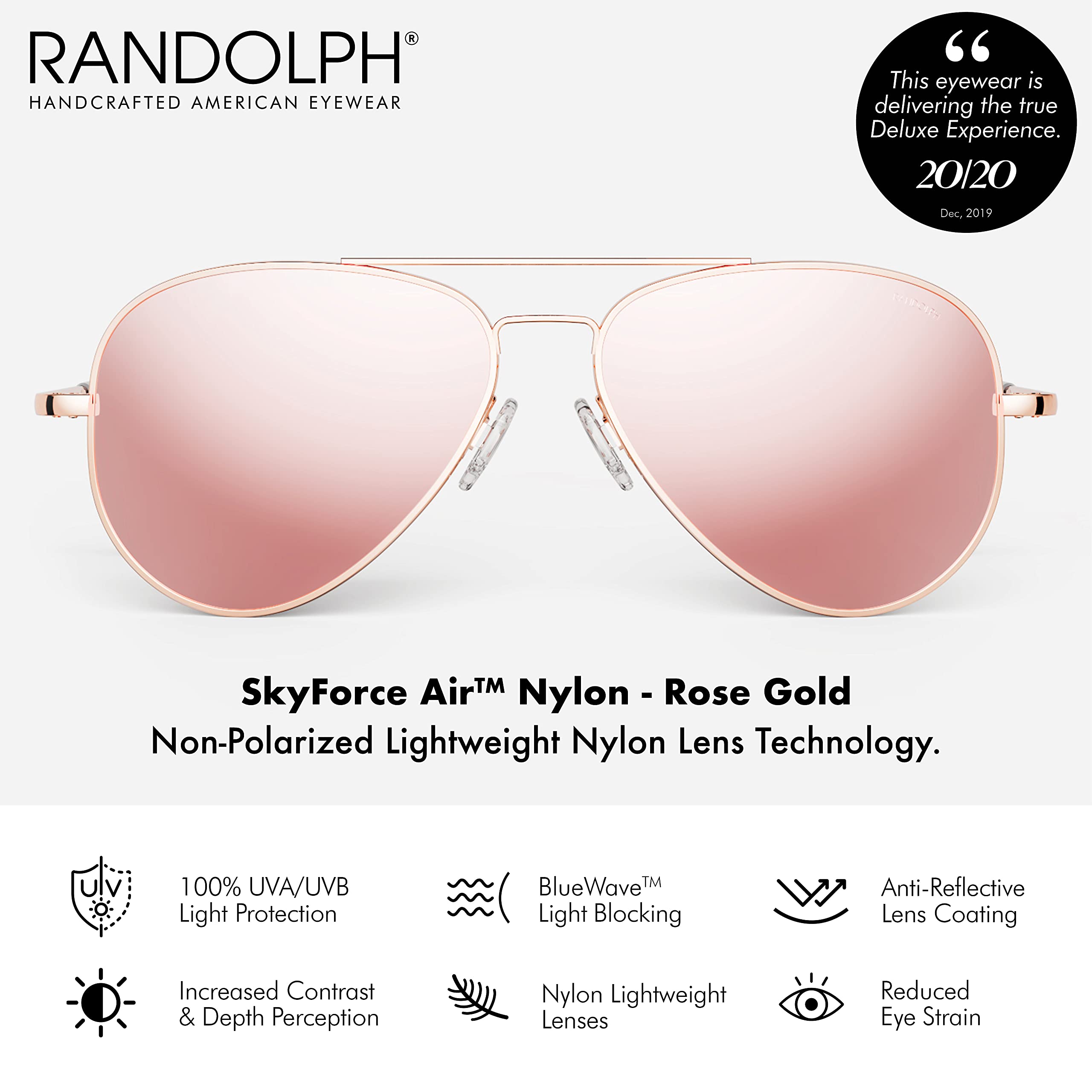 Randolph USA | Concorde Classic Aviator Sunglasses for Men or Women Polarized 100% UV