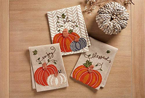 Mud Pie Blessed EMB Pumpkin Towel, 21" x 14"