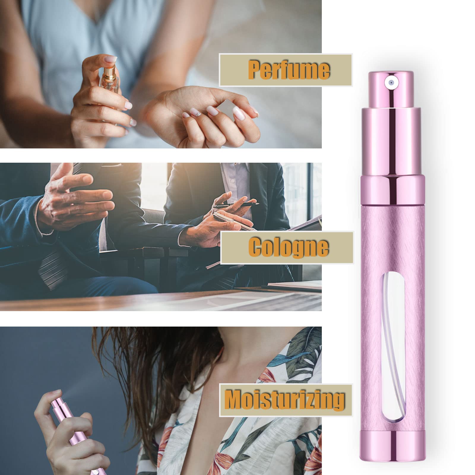 Lil Ray 12ml Portable Mini Perfume Atomizer(6 PCS),Refilable Small Spray Bottle for Travel, Empty Pocket Cologne Sprayer, Glass inner and Aluminum Housing(0.4Oz,Pack of 6 with different colors)