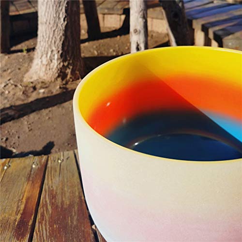 SJYDQ 8 Inch Note E Rainbow Color Frosted Quartz Crystal Singing Bowl for Sound Healing (Size : 432hz)