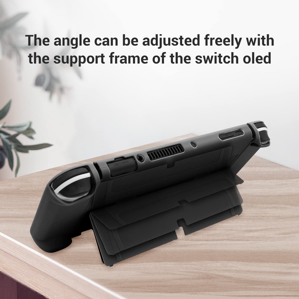 Switch OLED Case Protective Case for Nintendo Switch OLED Model 2021, Dockable Case Compatible with Switch OLED and Joy-Con Controller Grip Case with Screen Protector & 2 x Thumb Grip Caps (Black)