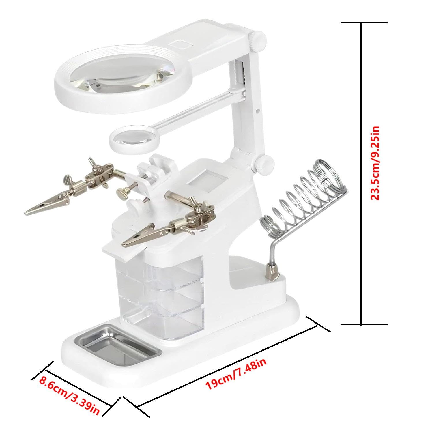 WWZMDiB 3X/4.5X/25X Helping Hands with 10 LED Lights, Tool Organizer, Alligator Clips, Soldering Iron Clips. Suitable for Soldering All Kinds of Tiny Components