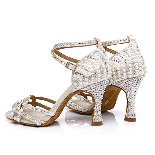 Pierides Women's Rhinestone Ballroom Dance Shoes Latin Performance Wedding Shoes for 1920s Party Shoes,2.75" Heel,11 US