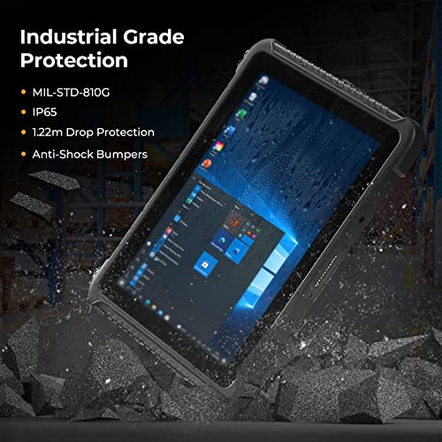 MUNBYN Rugged Tablet, 10.1 inch Windows 10 Pro Rugged Tablet and 2023 Newest Android Barcode Scanner, Android 11