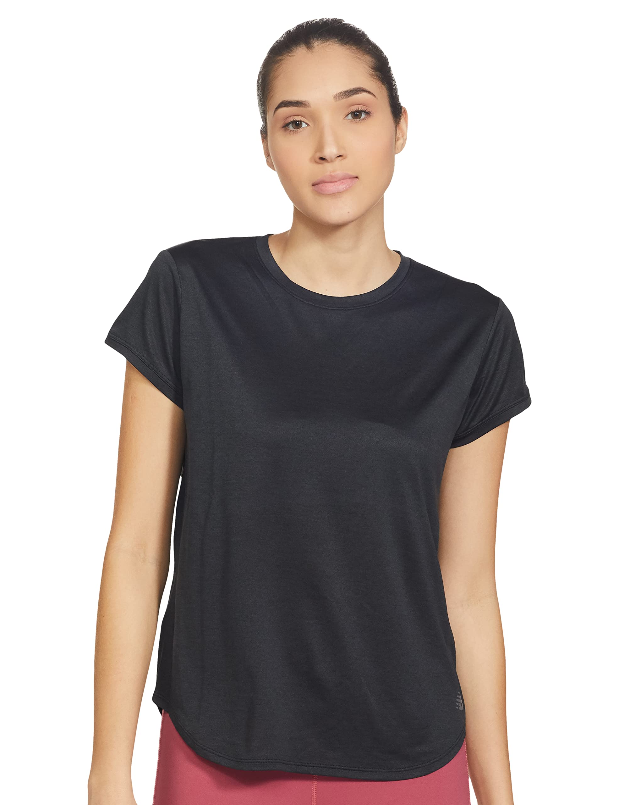 New Balance womens Sport Core Heather Short Sleeve Shirt, Black Heather, Medium US