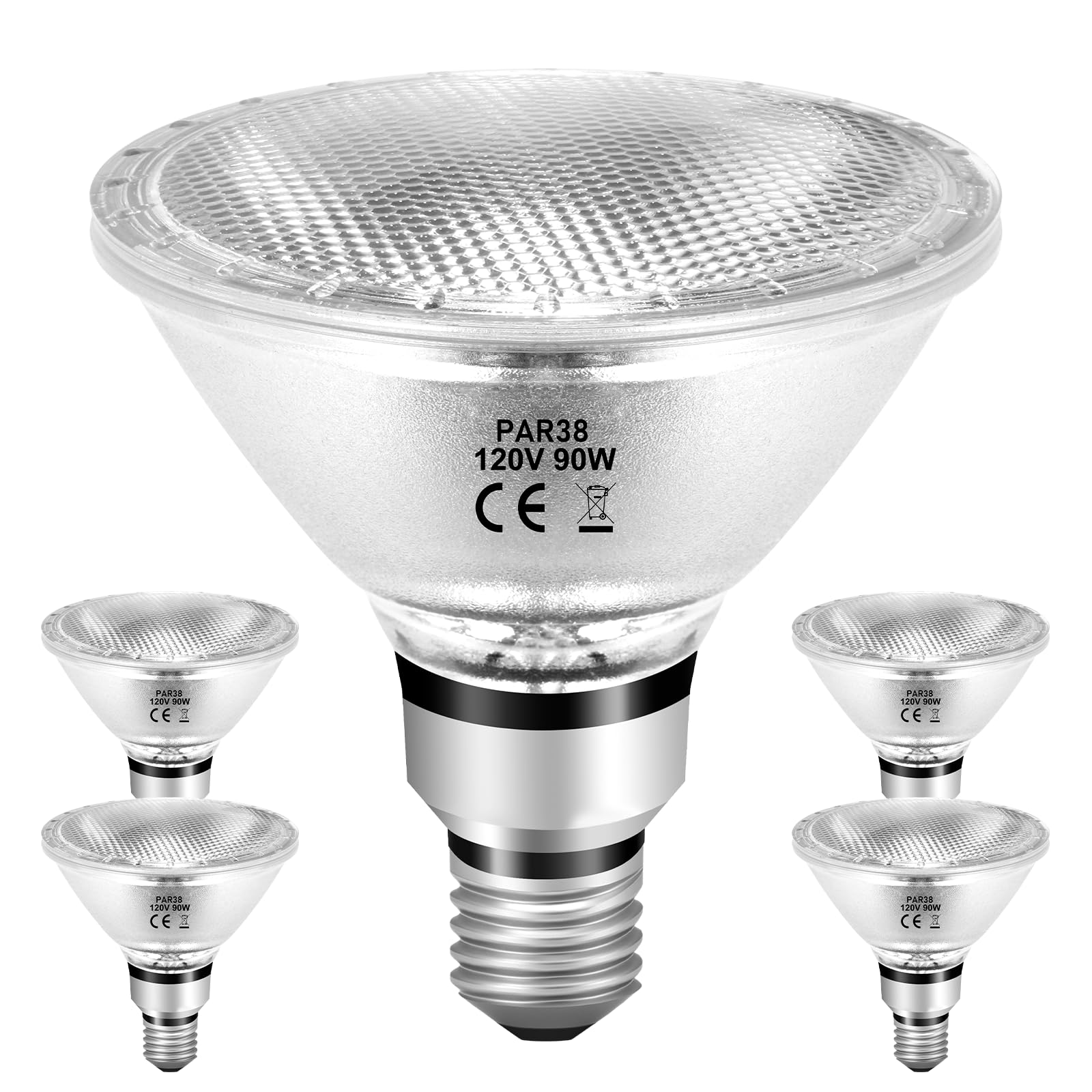 ZazaFi PAR38 Flood Llight Bulbs, 2 Pack High Output PAR38 Halogen Flood Light 90W 120V, PAR38 Halogen Dimmable, Halogen PAR38 Bulb with E26 Base for Indoor/Outdoor,CRI100 PAR38 Warm White 2801K