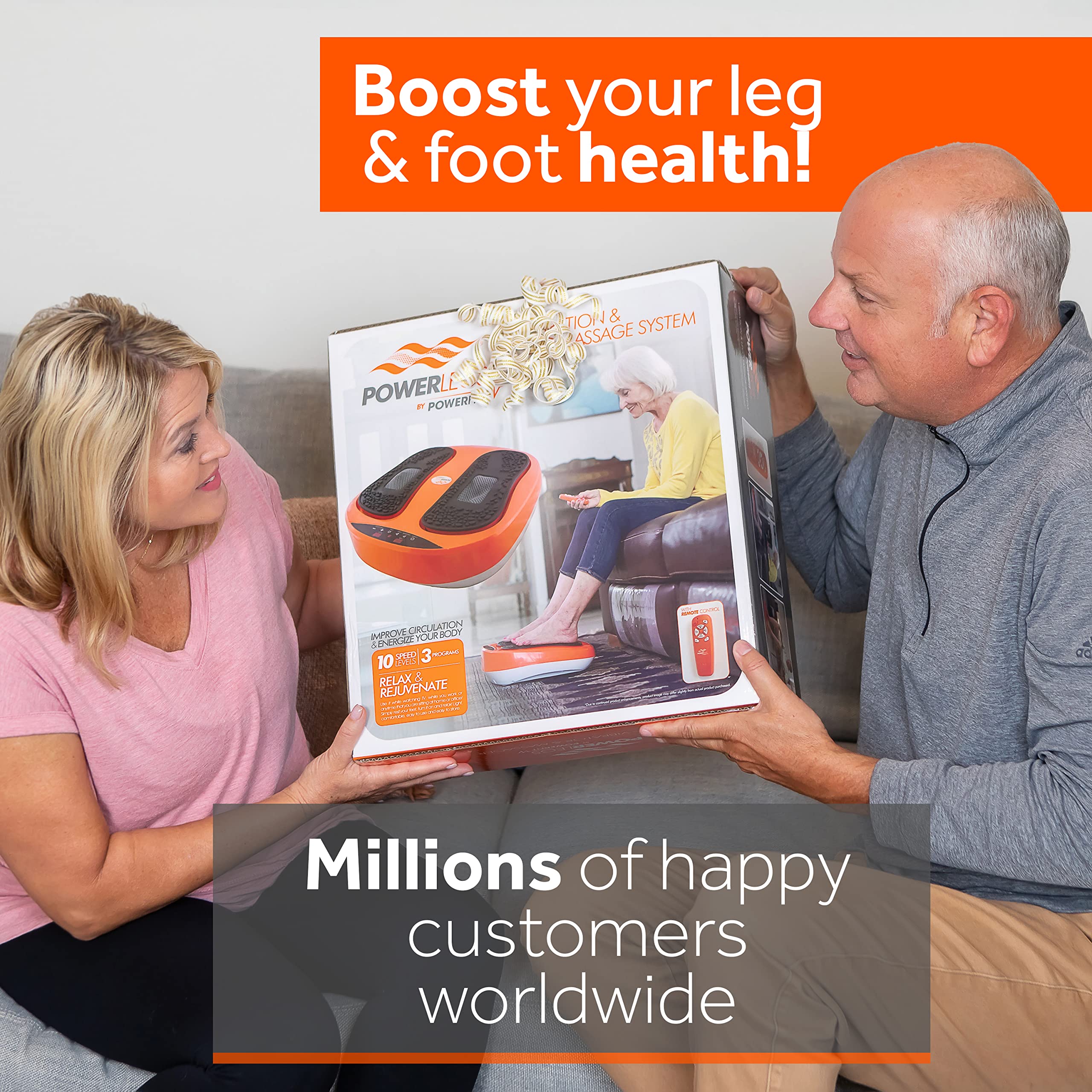Power Legs Electric Foot Massager Machine with Remote Control, Adjustable Speed, Vibration - Calf Massager - Feet Massager for Neuropathy Pain Relief, Plantar Fasciitis, Leg Blood Circulation
