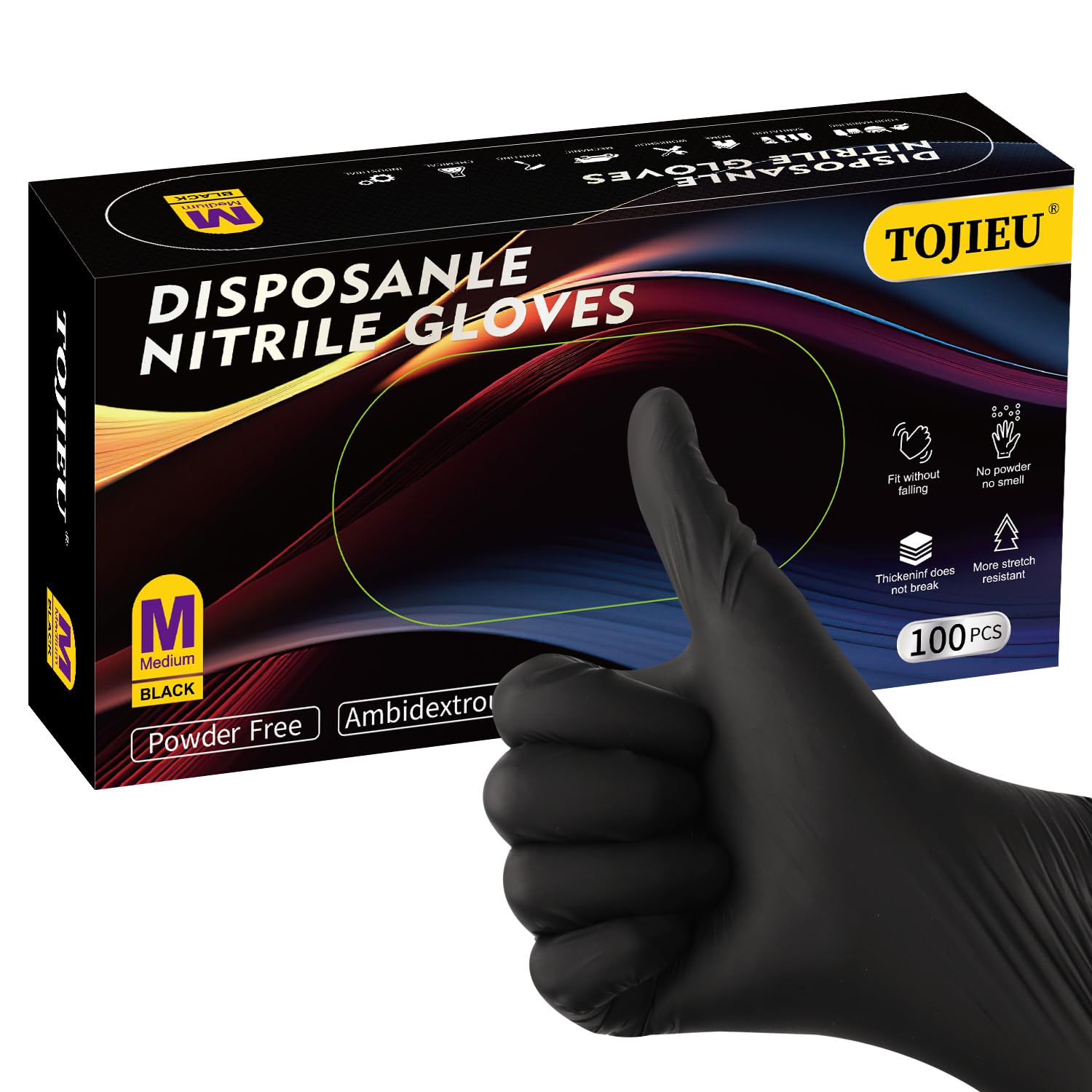 TOJIEU Disposable Nitrile Gloves - Versatile, Powder-Free, Latex-Free Cleaning Gloves for Household Use Large-100pc