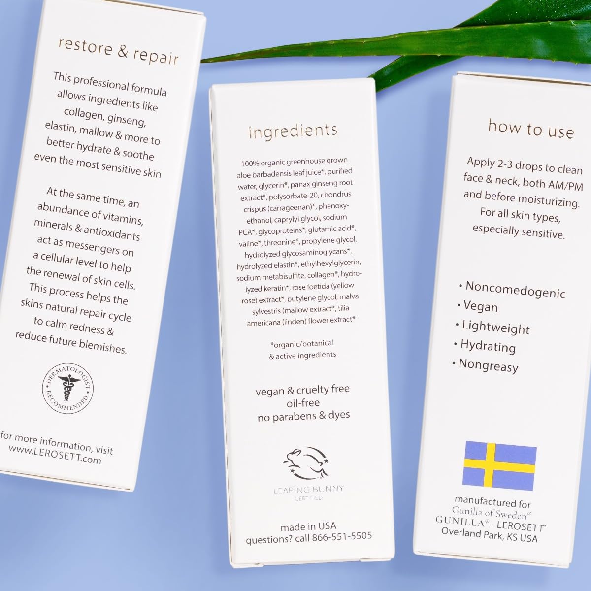 LEROSETT Serum for Acne Scarring Healing, Redness, Breakouts, Blemishes, Irritation, Razor Burn, Hydrate & Soothes Skin, Natural Serum. Plant Based Vegan - 1 oz