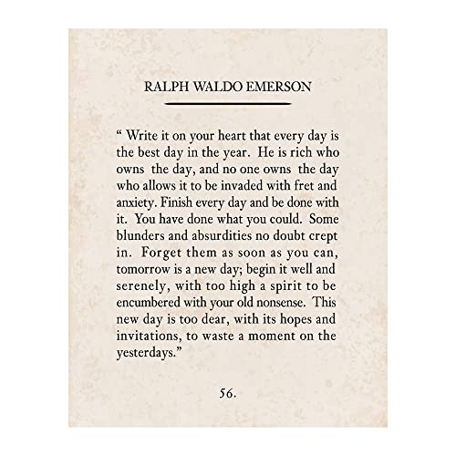 Write It On Your Heart - Motivational Wall Decor Print, Ralph Waldo Emerson Quotes Wall Art For Living Room Decor, Office Decor, and Study Wall Decorations. Unframed Poetry Wall Art Print- 8x10”