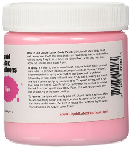 Pink 4 Oz - Liquid Latex Body Paint, Ammonia Free No Odor, Easy On and Off, Cosplay Makeup, Creates Professional Monster, Zombie Arts