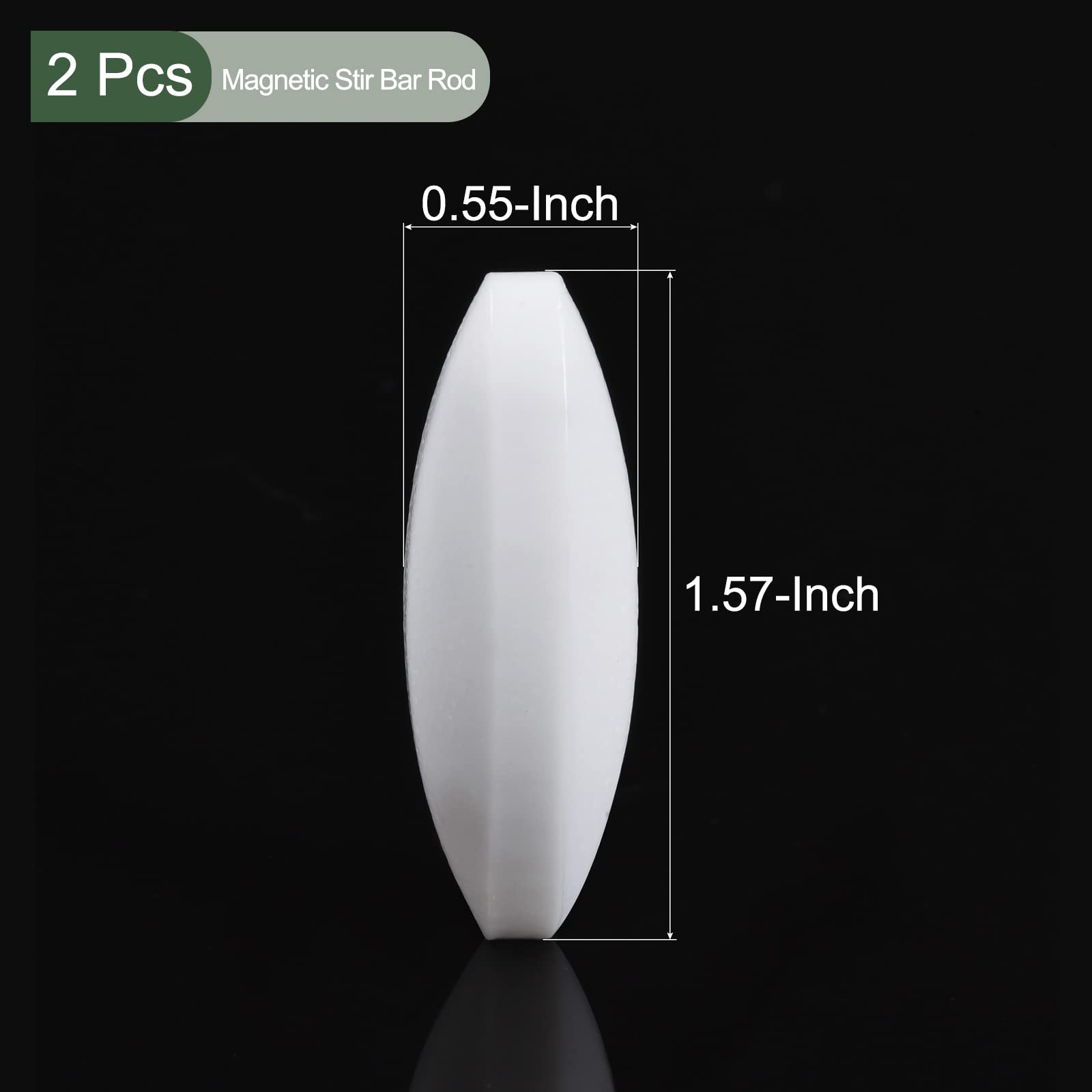 YOKIVE 2 Pcs Magnetic Stir Bar, PTFE Coated Olive Type Stirrer | Great for Lab Liquid Solution Stirring Mixing Spinning(White, 1.57 x 0.55-Inch)