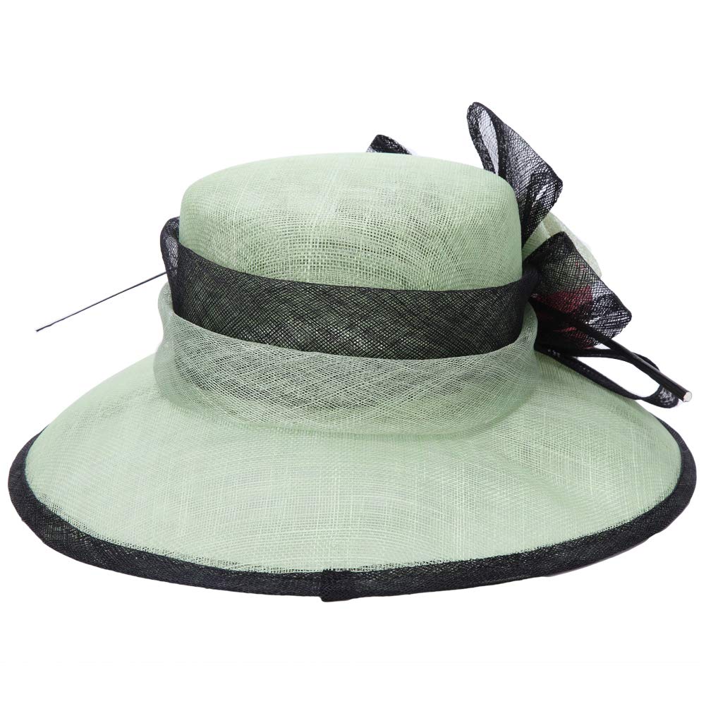 Koola's hats Women 3 Layers Sinamay Kentucky Derby Church Sun Summer Hats, Mint Black, One Size