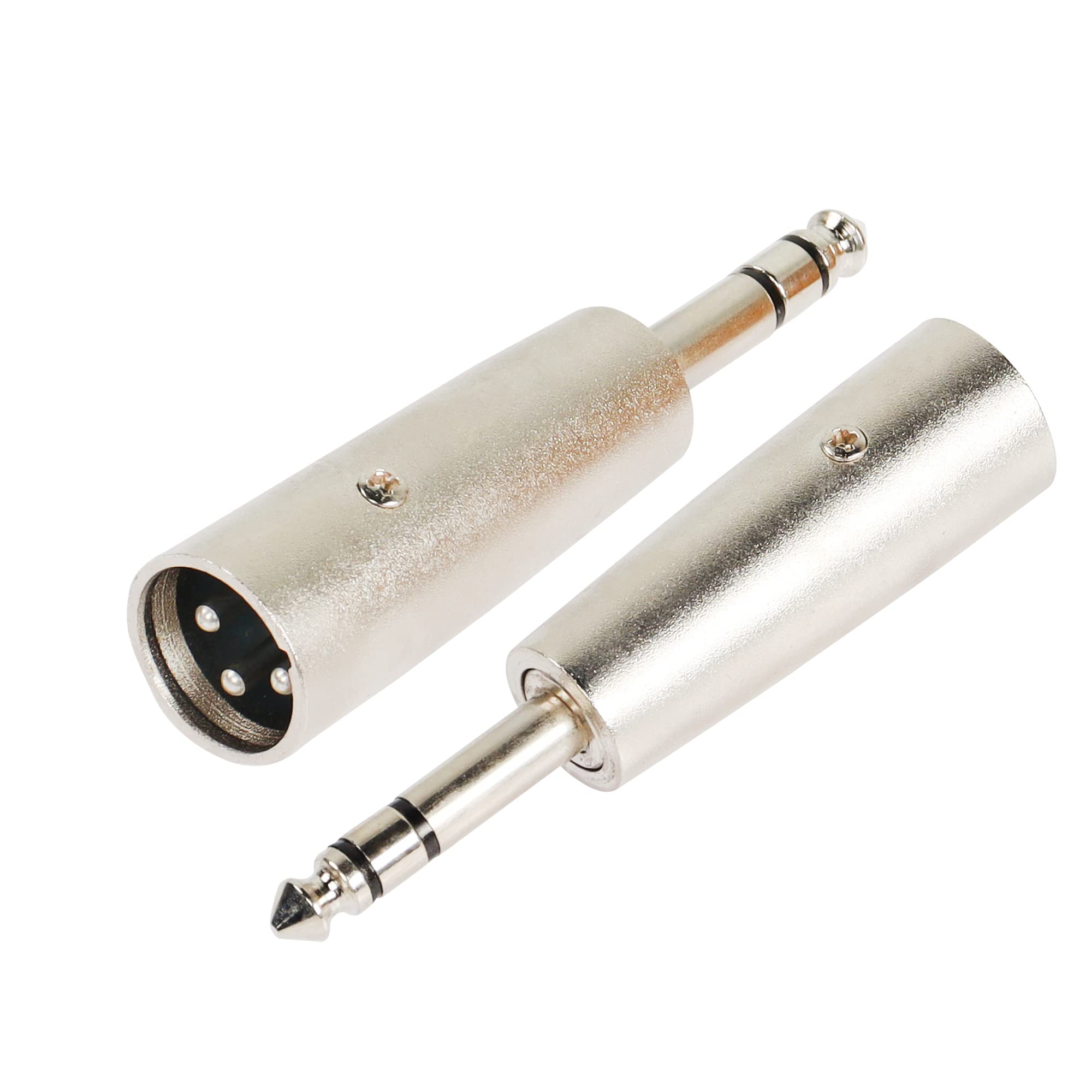 PNGKNYOCN XLR to 1/4" Adapter,6.35mm TRS Male to XLR Male Stereo Balanced Audio Connector for Mixer, Speaker, Microphone and More(2-Pack)