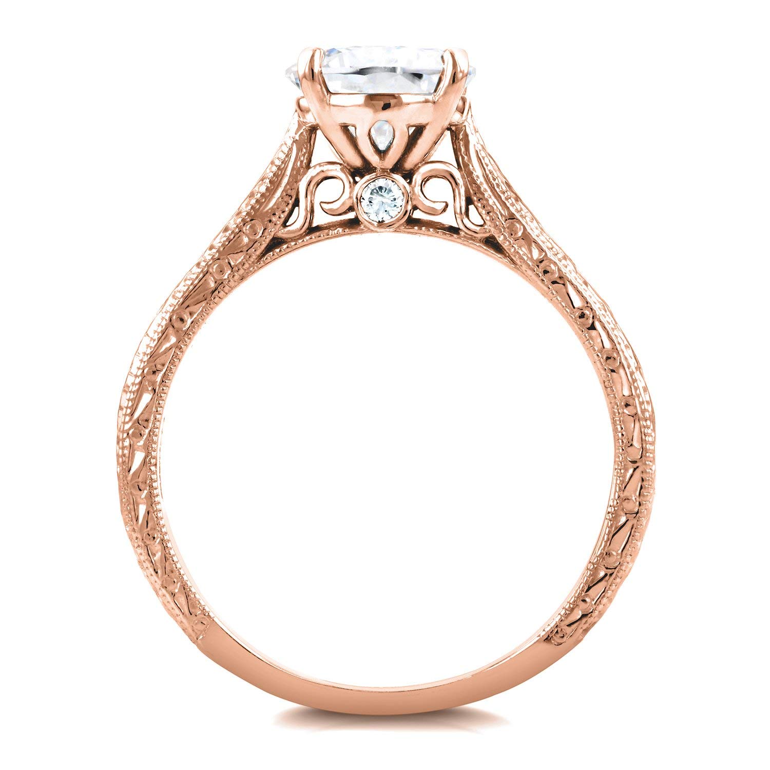 Kobelli Antique Style Moissanite Engagement Ring 1 1/2 Carat (ctw) in 14k Rose Gold, Size 7.5, Rose Gold