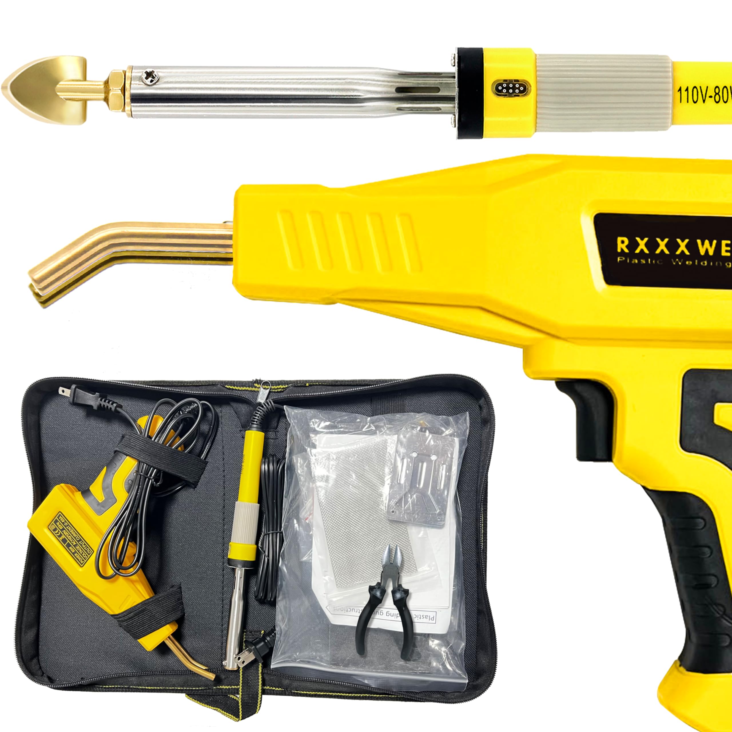 RXXXWELD Plastic Welder, 2 in 1 Plastic Welding Kit, Hot Stapler Plastic Repair Kit For Car Bumper Cracks, Kayaks, Plastic Toys